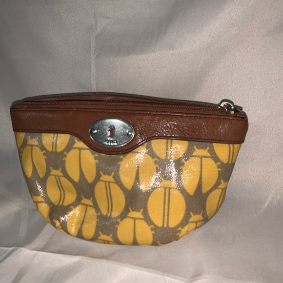 Fossil | Bags | Fossil Keyper Makeup Bag Leather Trim Super Hot | Poshmark